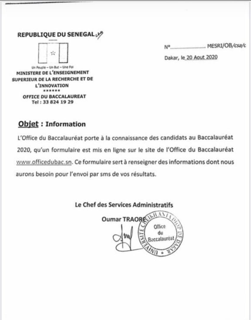 Baccalauréat: Les résultats seront envoyés par SMSlSocialnetlink