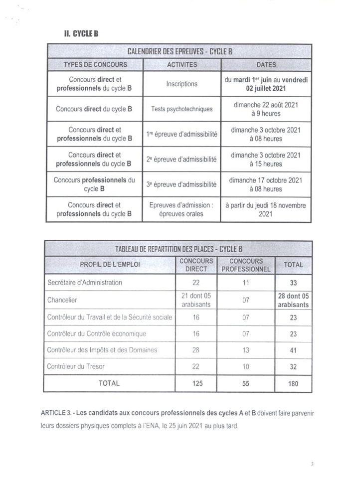Concours ENA: Conditions et composition des dossiers pour les différents cycles