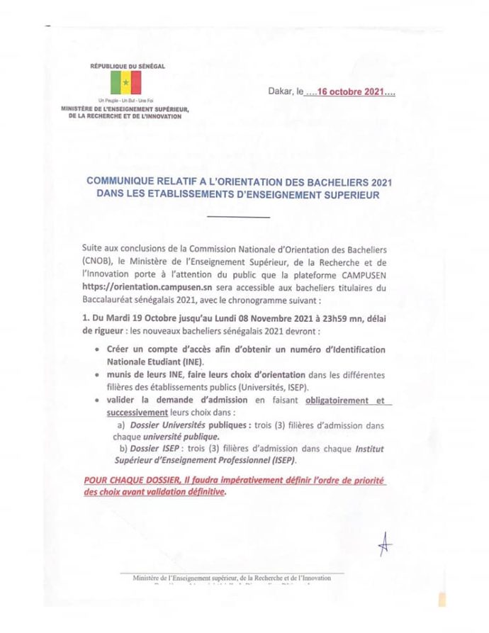 Inscription sur la plateforme campusen pour les bacheliers de 2021